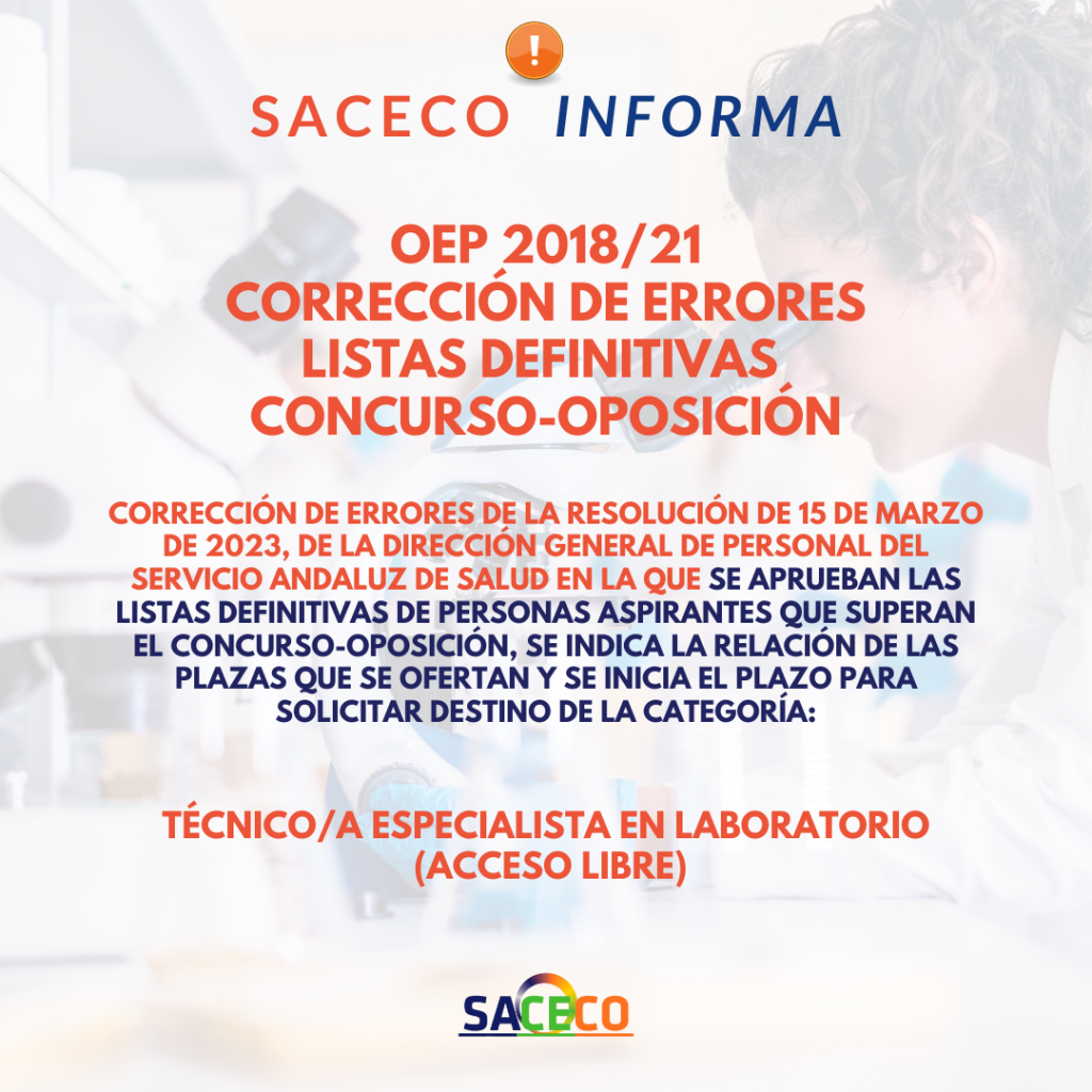 CORRECCIONES ERRORES T.LABORATORIO OEP LISTAS DEFINITIVAS – SACECO